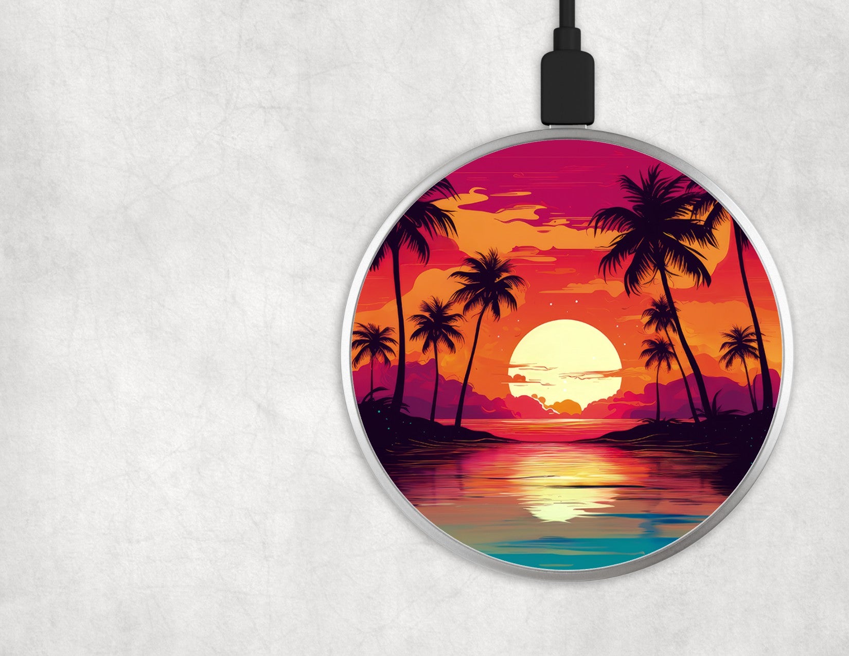 Wireless Charger Sunset Palm Trees – 906 Tops and treats